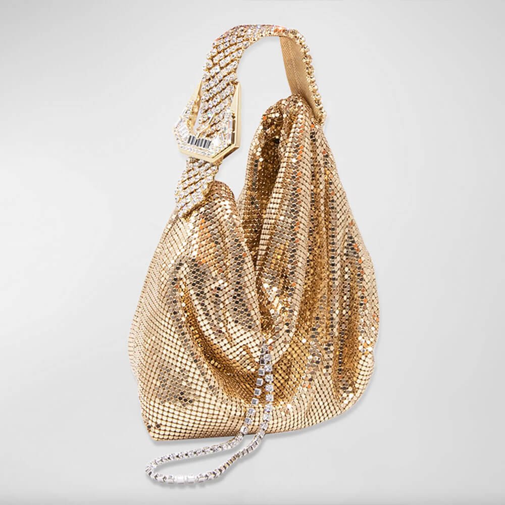 Shop Gedebe Jill Metal Mesh Gold Bag - on AiSPi